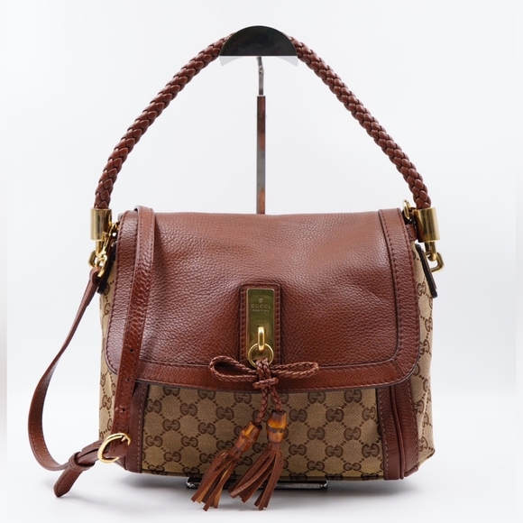 Gucci | Bags | Av57 Gucci Monogram Bella Flap Bag Bamboo | Poshmark